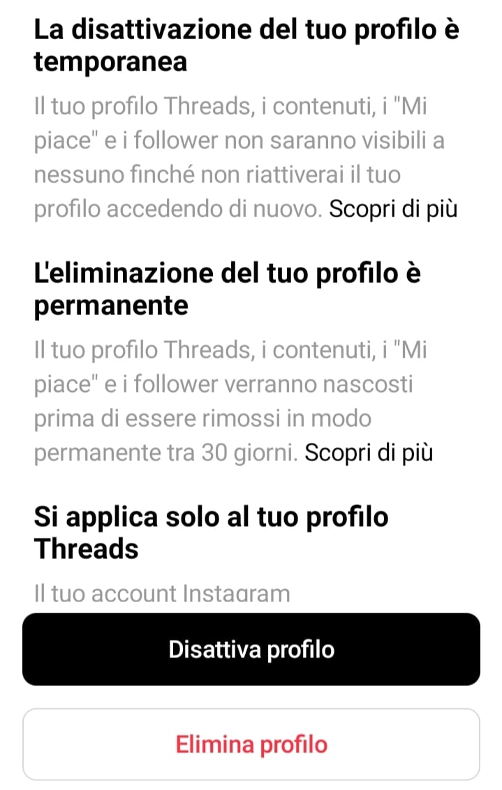 Come cancellare account Threads: tutorial completo